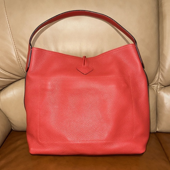 Longchamp | Bags | Authentic Longchamp Red Leather Shoulder Bag | Poshmark